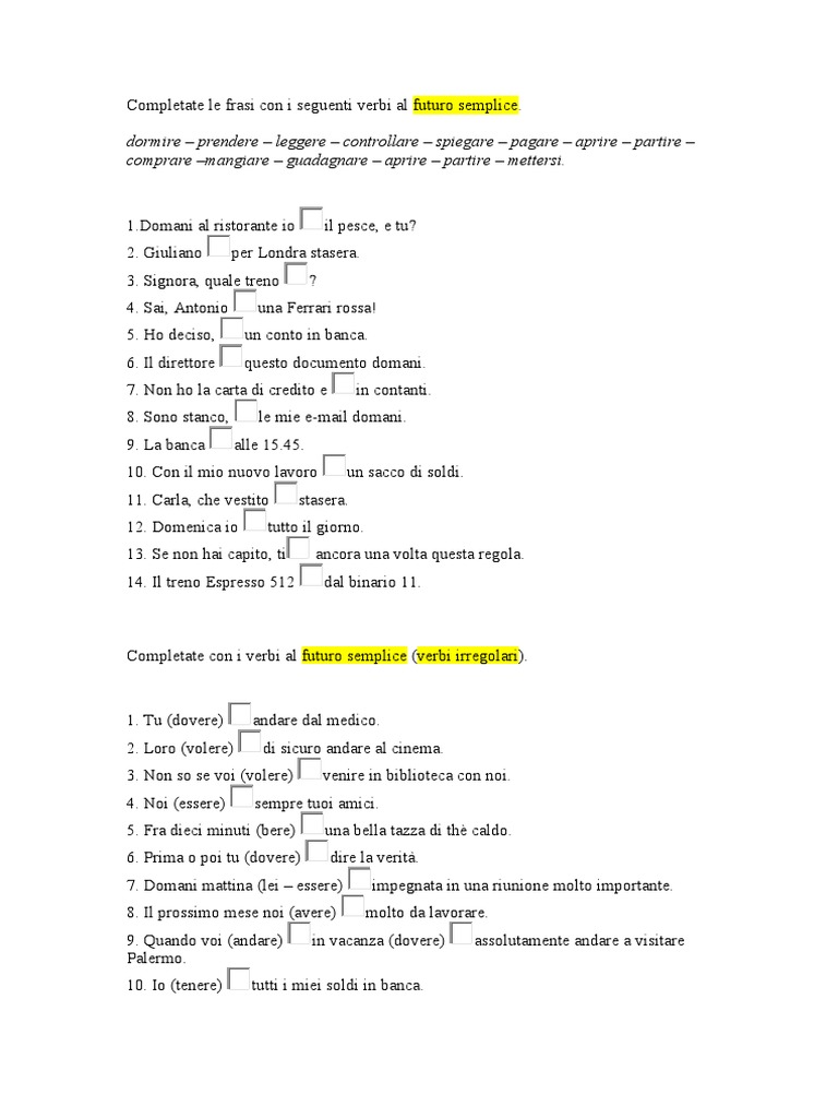 Futuro Semplice e Composto | PDF