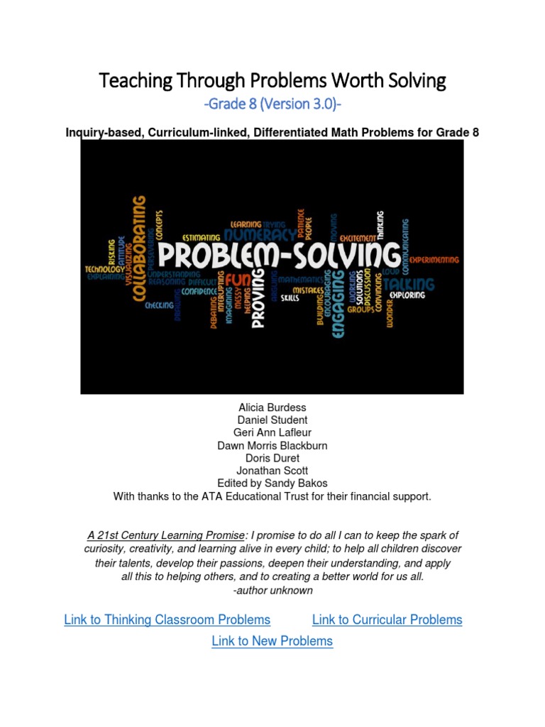 3.0 Teaching Through Problems Worth Solving Grade 8 | Download Free PDF | Curriculum | Teachers