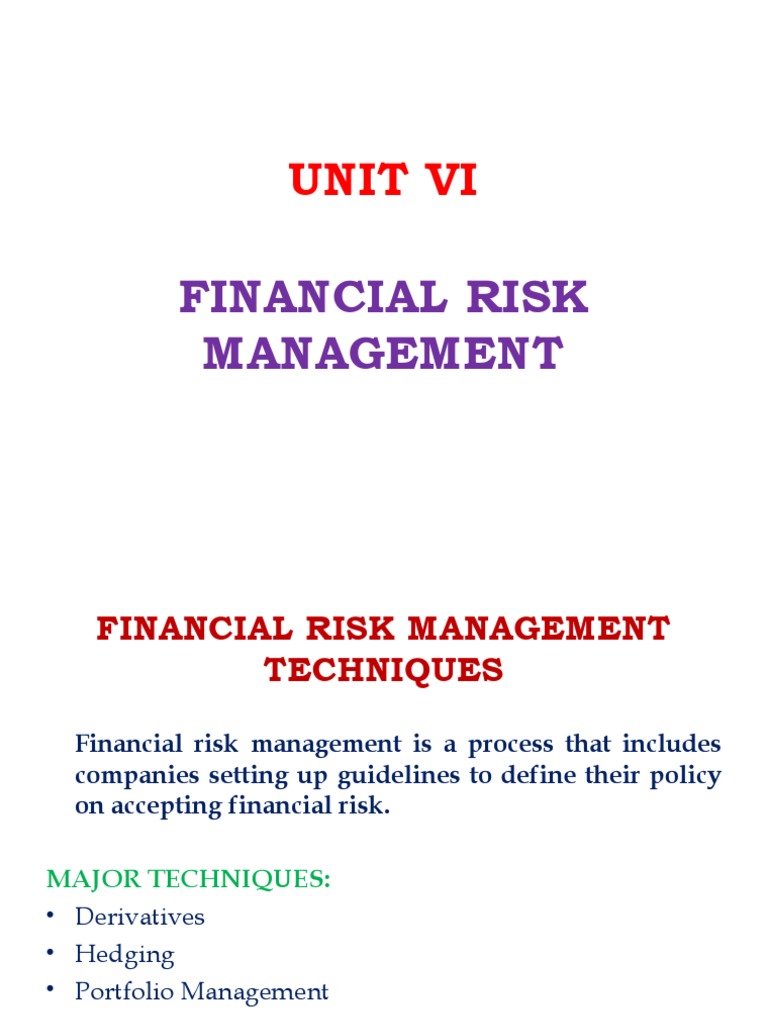 Unit Vi: Financial Risk Management | PDF | Swap (Finance) | Derivative ...