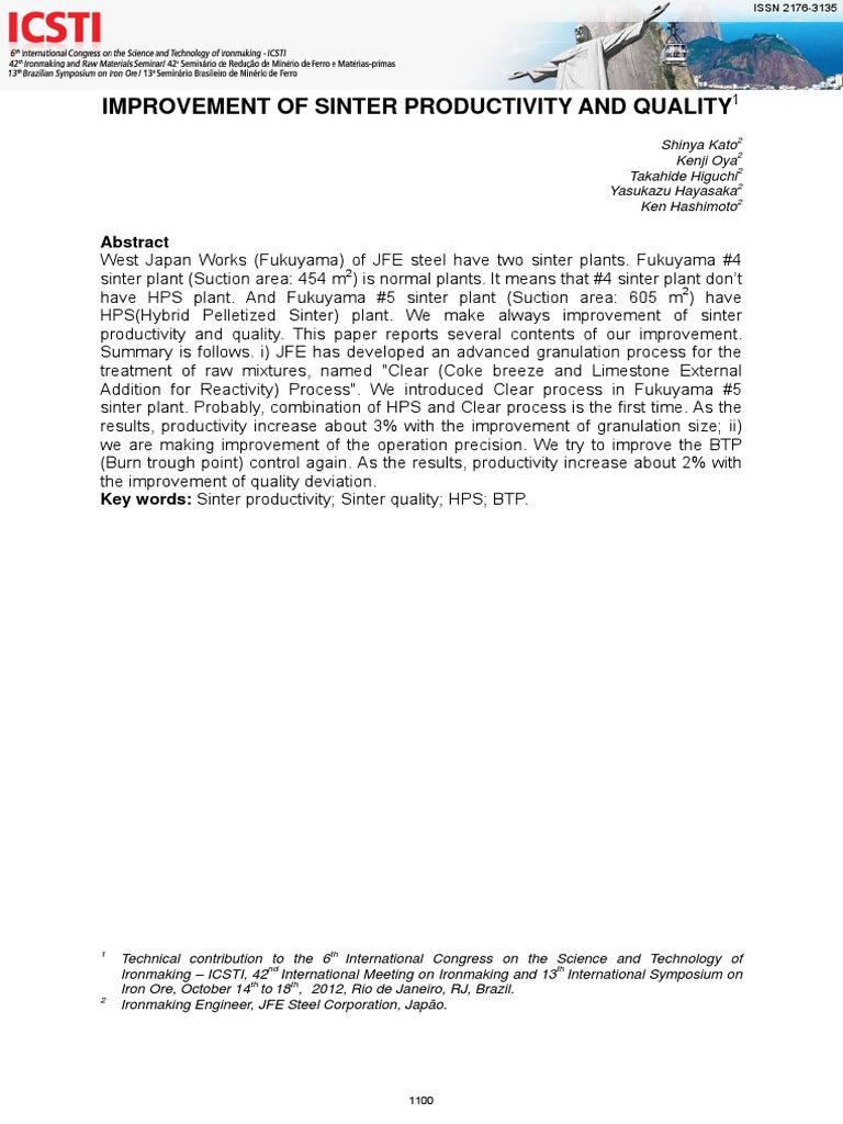 Optimization of Sinter Production Through Improved Granulation Methods ...