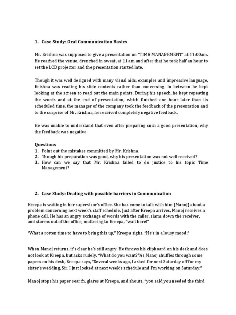 Case Studies For Classroom Practice | PDF | Communication ...