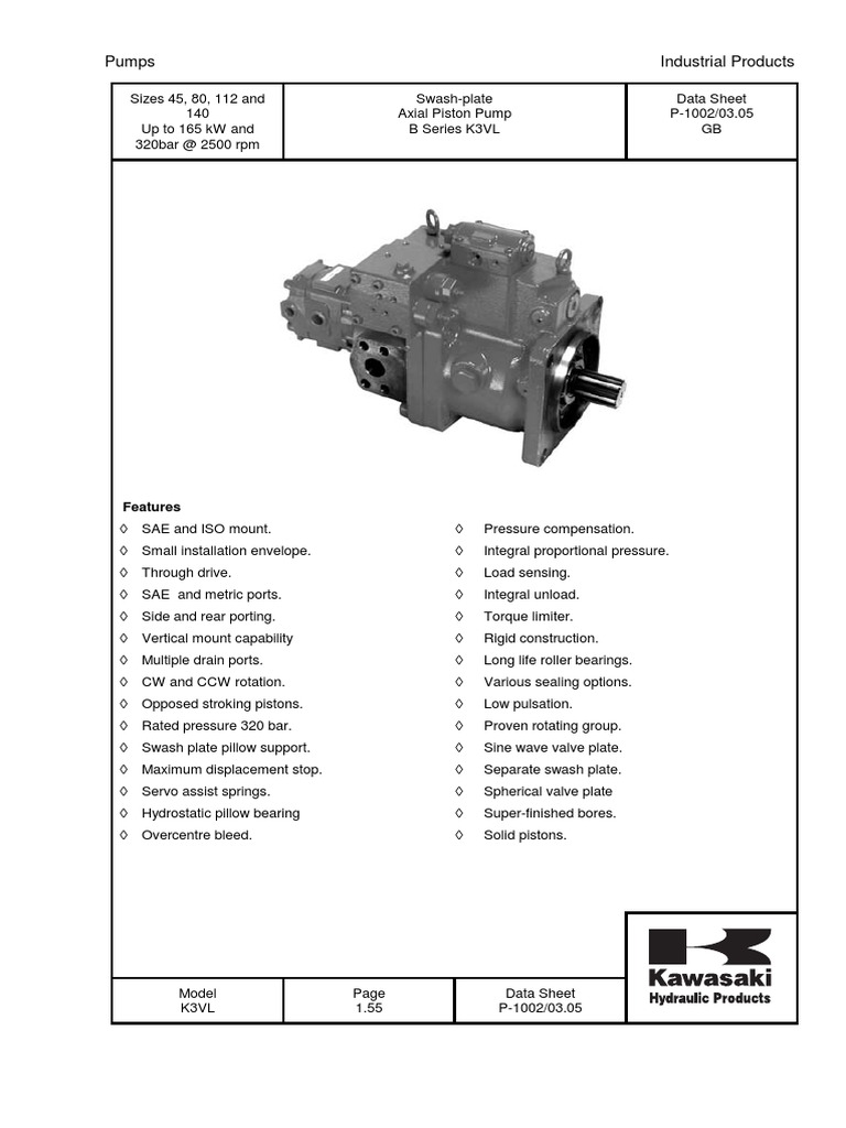 K3VL Series Axial Piston Pump Overview | PDF | Pump | Valve