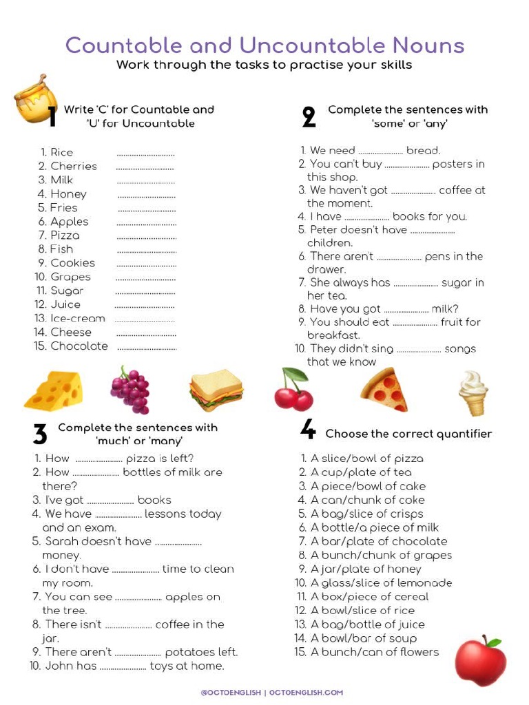 Countable-And-Uncountable-Nouns-Worksheet - #2 | PDF