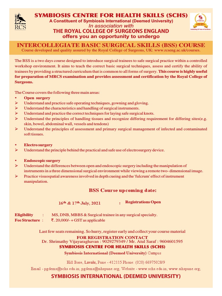 Intercollegiate Basic Surgical Skills (BSS) Course: Symbiosis Centre ...