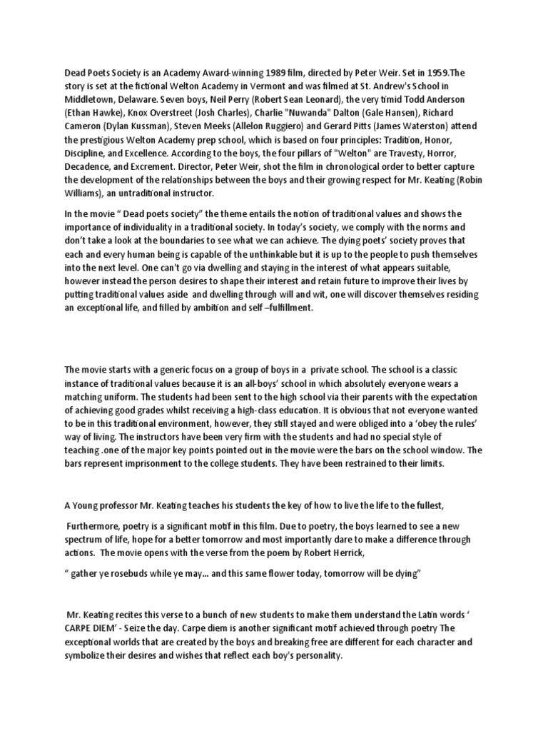 Dead Poets Society: Themes and Impact | PDF | Poetry | Schools