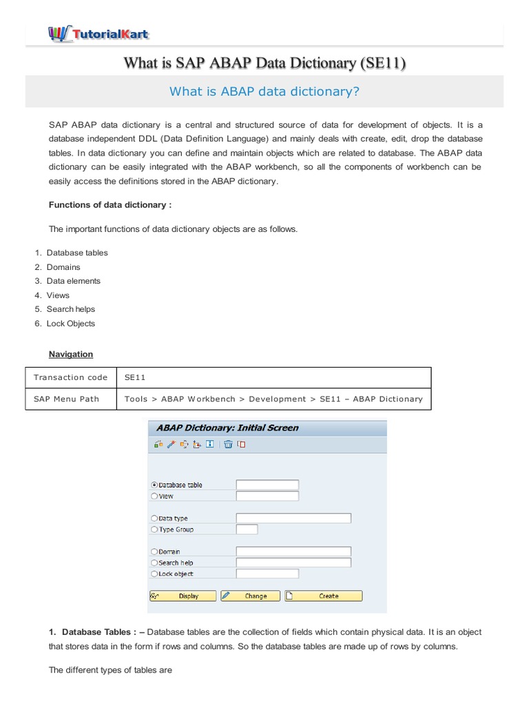 Sap-Abap-Data-Dictionary ( | PDF | Databases | Data
