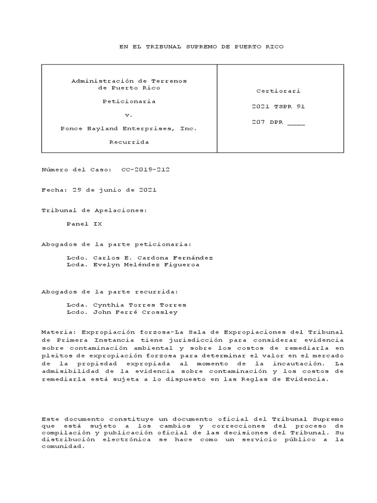 Administración de Terrenos de Puerto Rico v. Ponce Bayland Enterprises ...