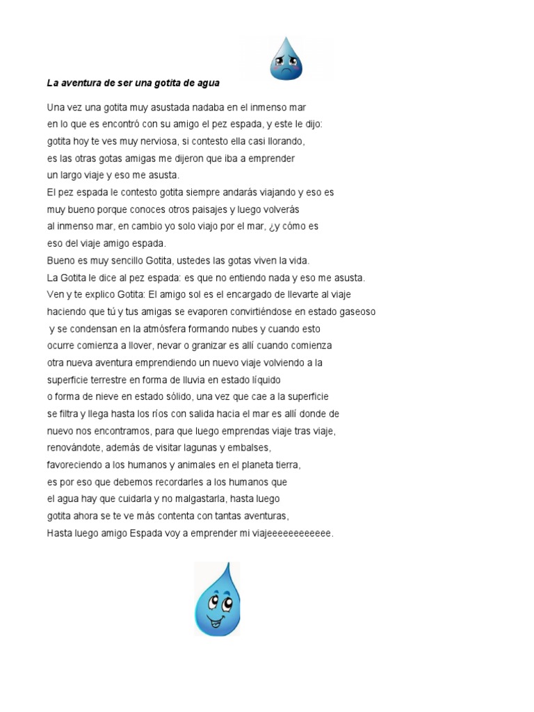 Yamilet La Aventura de Ser Una Gotita de Agua | PDF