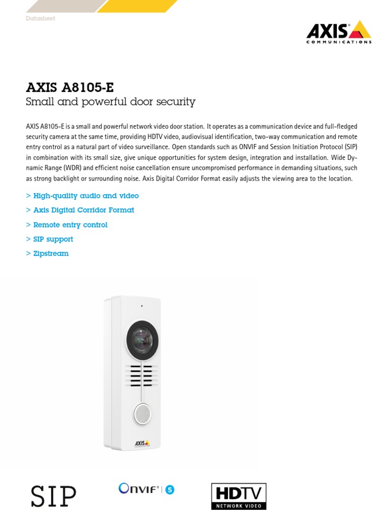 Axis Video Door Phone - Datasheet | PDF | Session Initiation Protocol ...