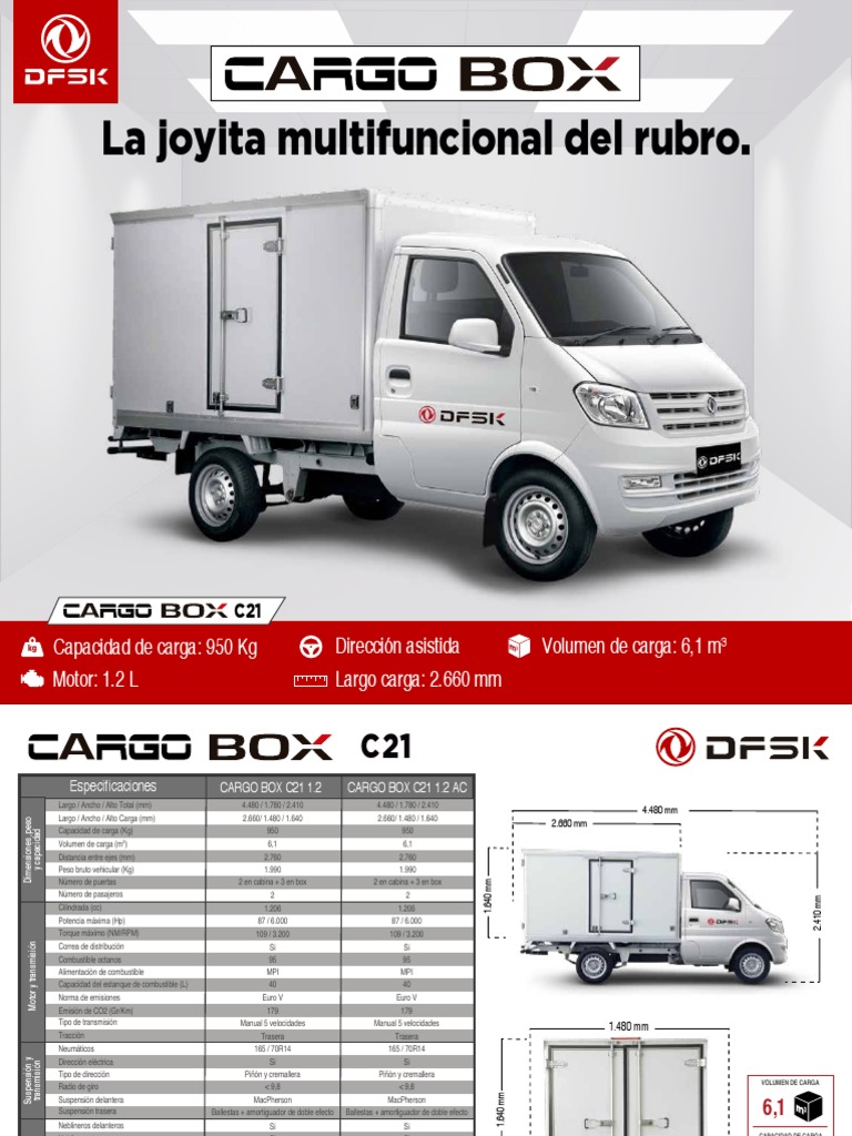 DFSK Cargo Box C21 Ficha Tecnica | PDF | Transmisión (Mecánica ...