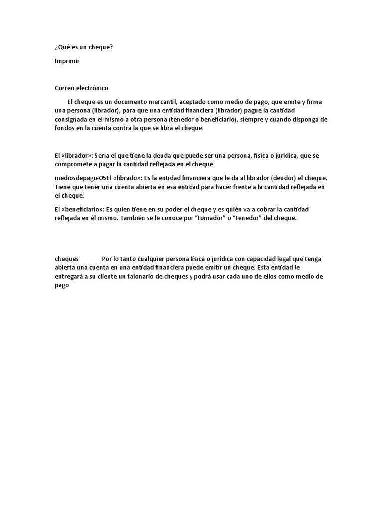 Guía Completa sobre Cheques y Tipos | PDF | Cheque | Bancos