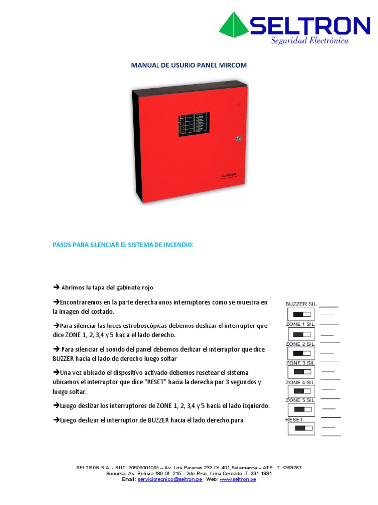 Manual de Usurio Panel Mircom | PDF