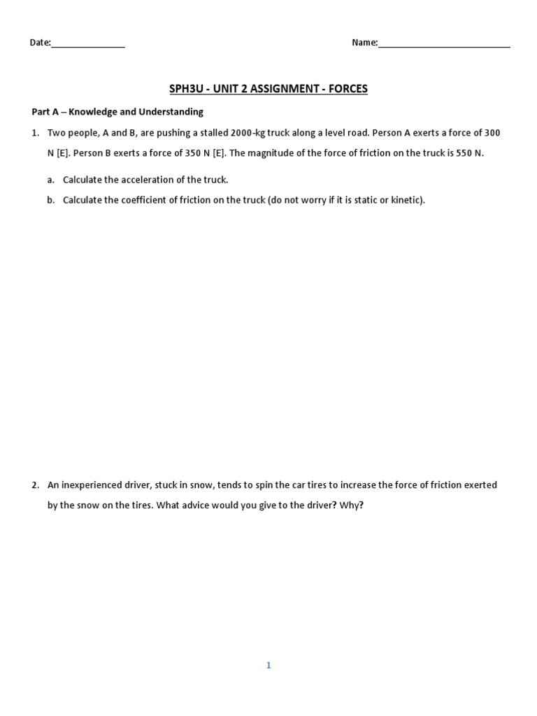 Physics GR 11 Assignment 2 Forces | PDF | Friction | Force