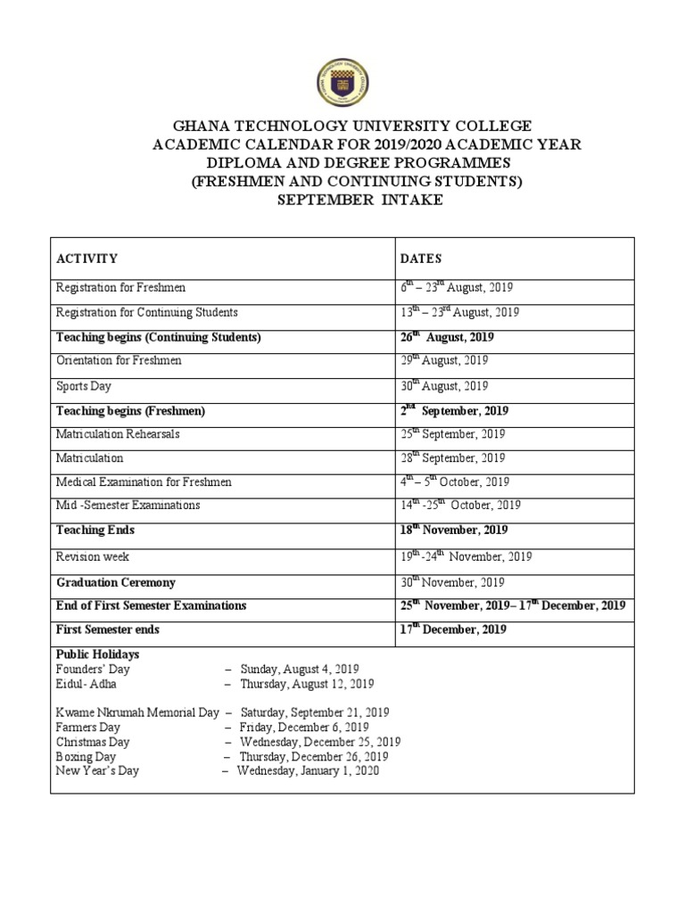 Academic Calender For 2019 2020 | PDF | Academic Term