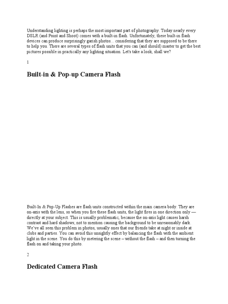 Built-In & Pop-Up Camera Flash | PDF | Flash (Photography) | Camera