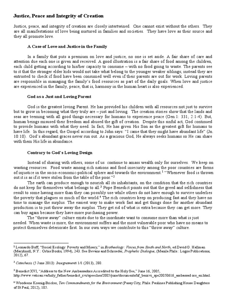 Justice, Peace and Integrity of Creation | PDF