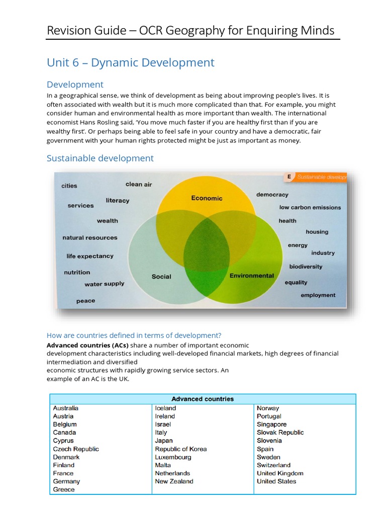 Revision Guide - OCR Geography For Enquiring Minds: Unit 6 - Dynamic ...
