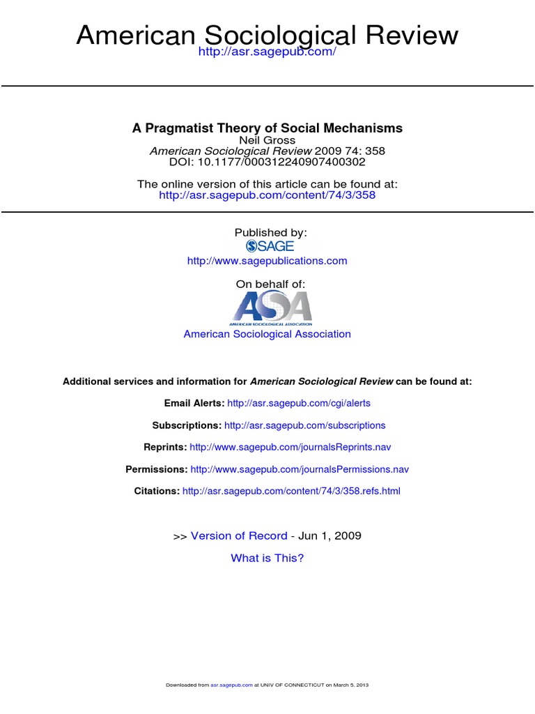 American Sociological Review | PDF | Pragmatism | Sociology