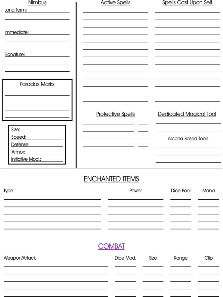 Mage Sheet 2 | PDF