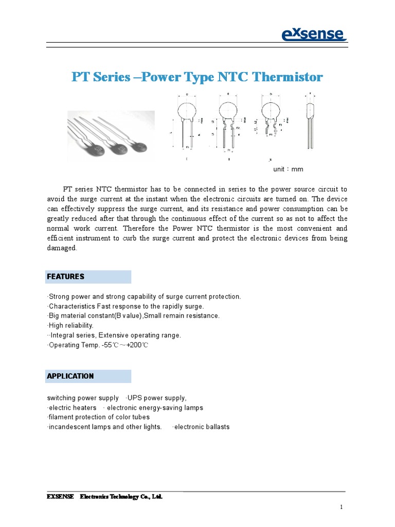 An Overview of PT Series Power Type NTC Thermistors: Applications ...