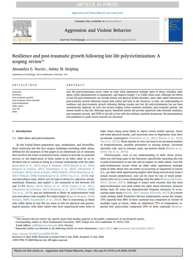 Resilience and Post-Traumatic Growth Following Late Life ...