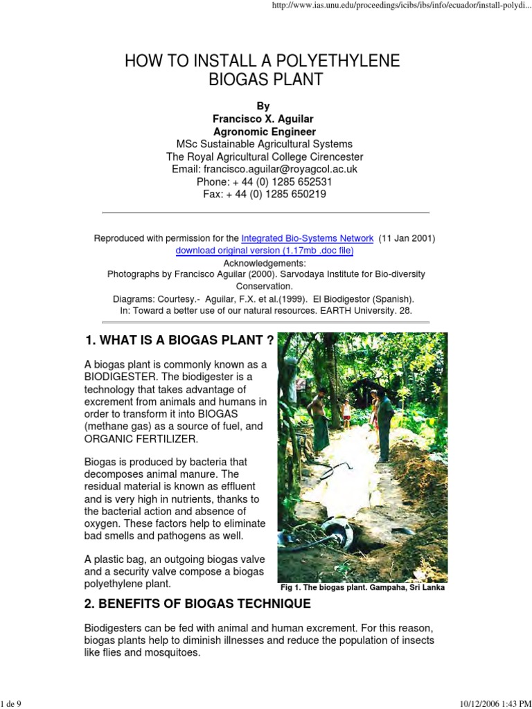 Bio Digester Manual 1 | PDF | Biogas | Anaerobic Digestion
