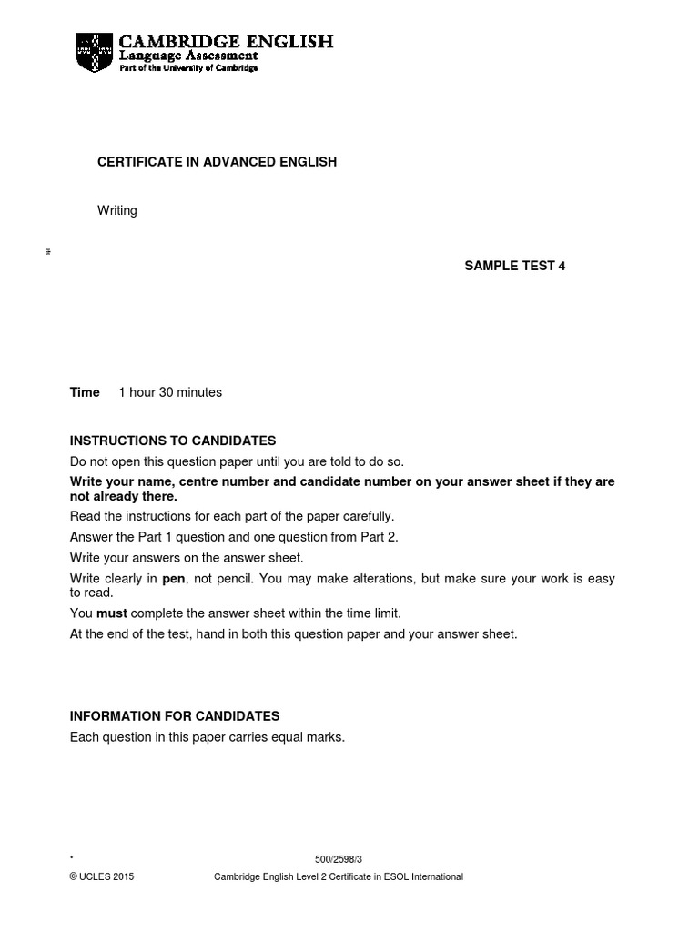 500/2598/3 © UCLES 2015 Cambridge English Level 2 Certificate in ESOL ...
