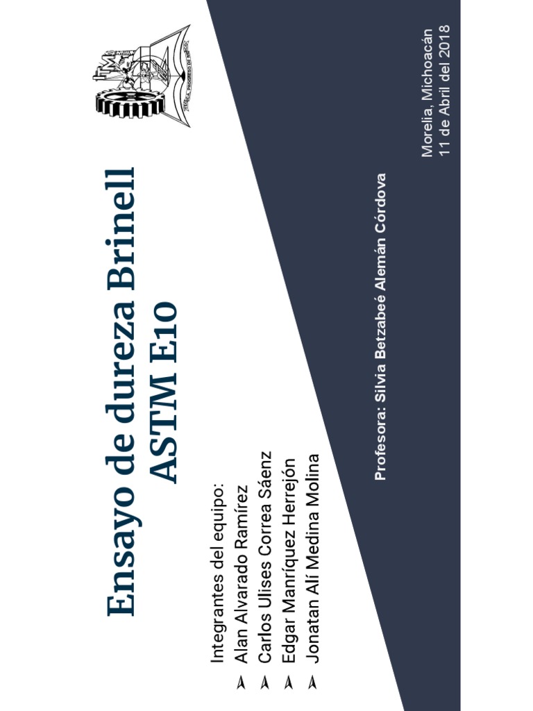 Ensayo de Dureza Brinell según ASTM E10 | PDF | Dureza | Ingeniería de Edificación