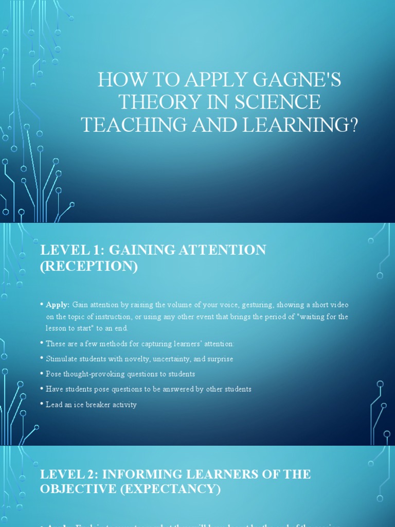 Applying Gagne's Theory in Science Teaching | PDF | Educational ...