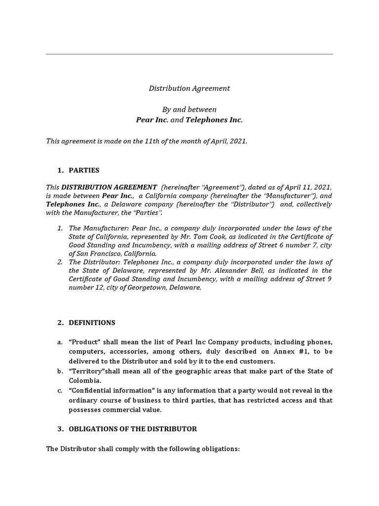Distribution Agreement | PDF | Supply Chain | Economies