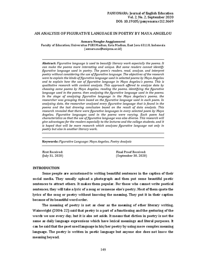An Analysis of Figurative Language in Poetry by Maya Angelou | PDF ...