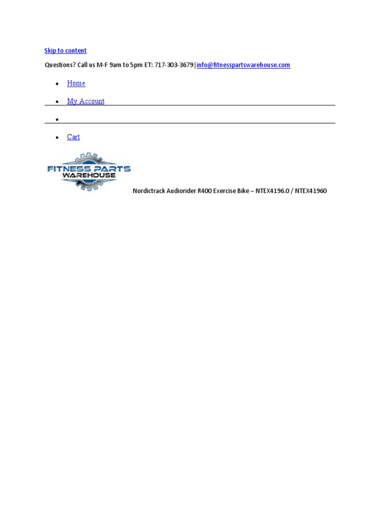 NordicTrack Audio Rider R400 Parts List | PDF | Screw | Manufactured Goods