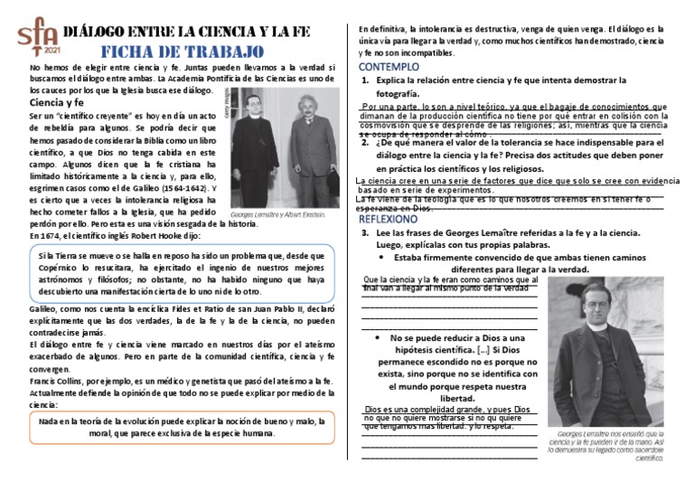 FT - Diálogo Entre La Ciencia y La Fe | PDF | Relación entre religión y ...