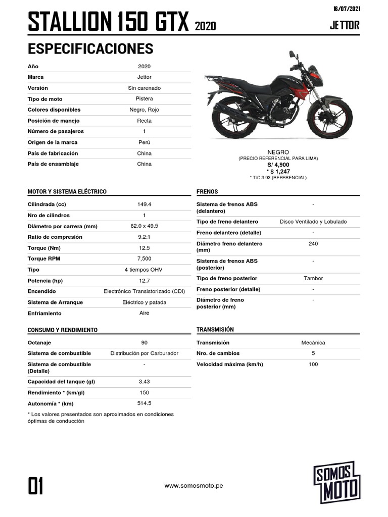 Stallion 150 GTX 2020 - Jettor - Negro 16 07 2021 | PDF | Motocicleta ...