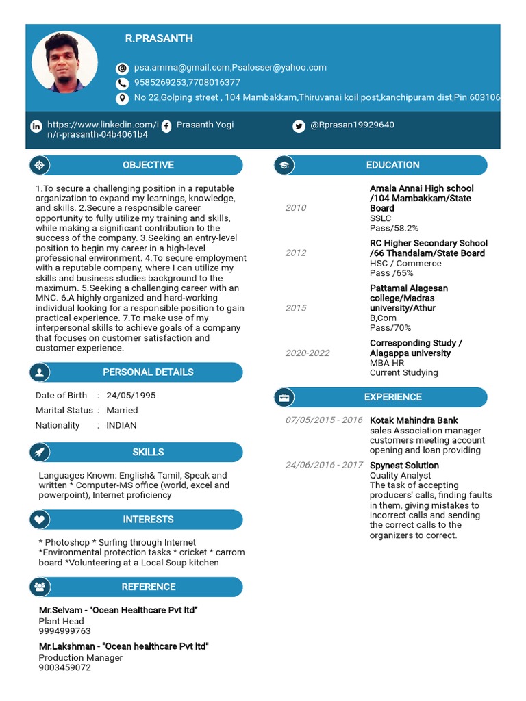 Prasanth CV 1 | PDF | Business