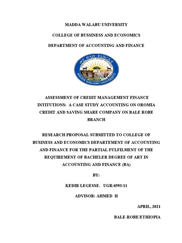 Kedir Accounting Proposal | PDF | Microfinance | Loans