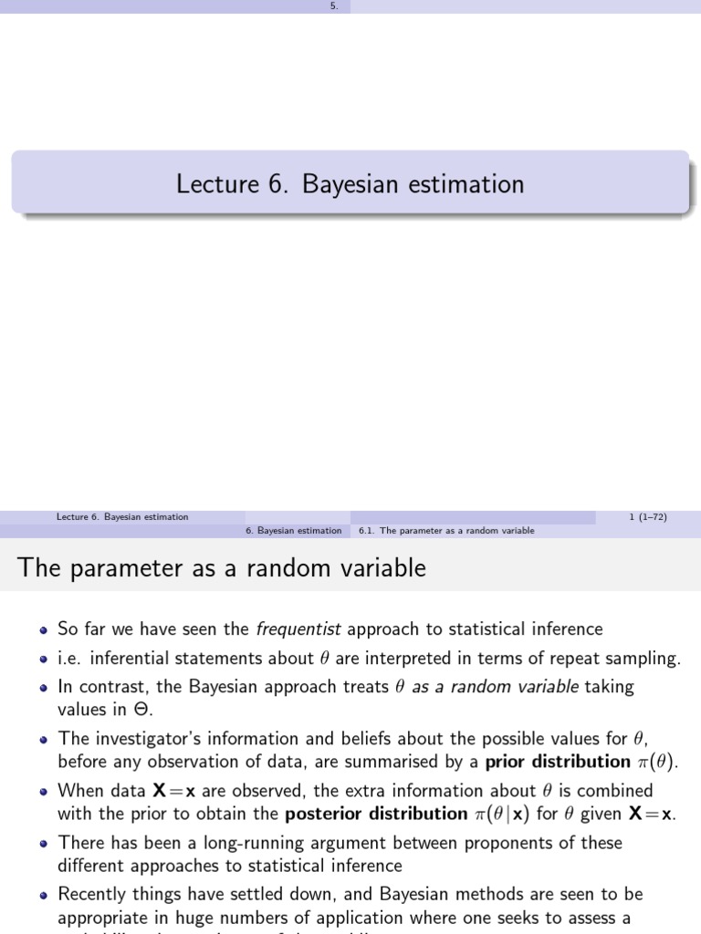 Lecture 6 Bayesian Estimation Download Free Pdf Statistical Inference Estimation Theory