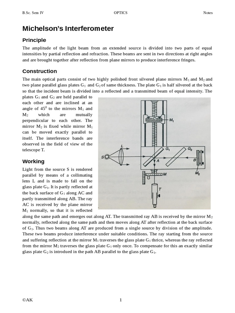 Michelson Interferometer | PDF | Science & Mathematics