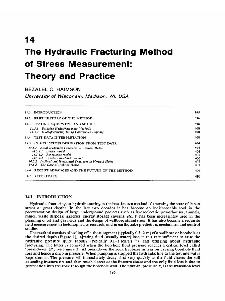 14 The Hydraulic Fracturing Method of Stress Measurement: Theory and ...