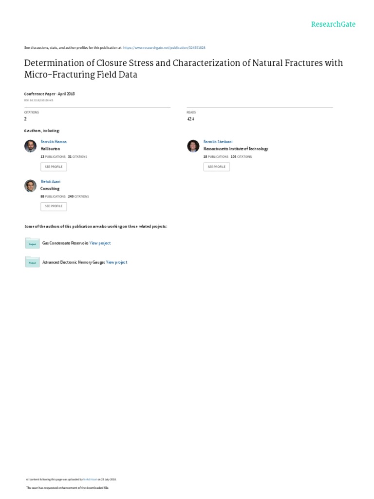 Determination of Closure Stress and Characterization of Natural ...