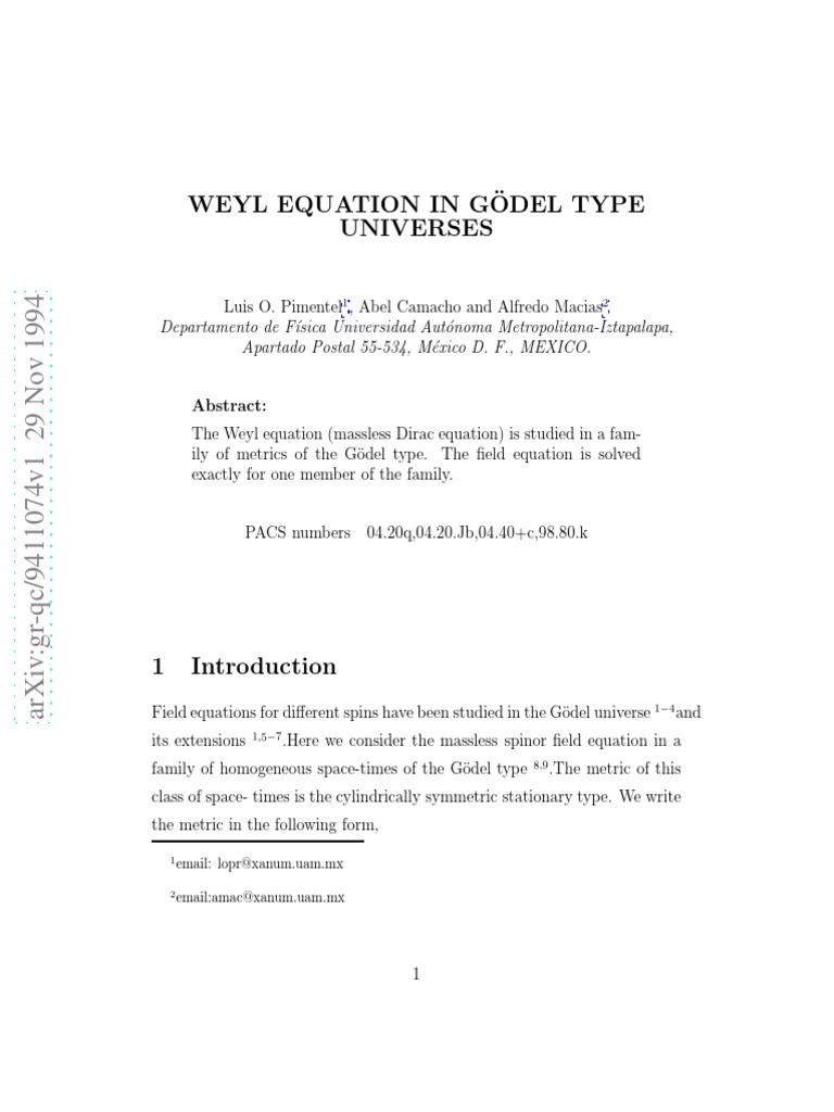 Weyl Equation | PDF | Differential Geometry | Modern Physics