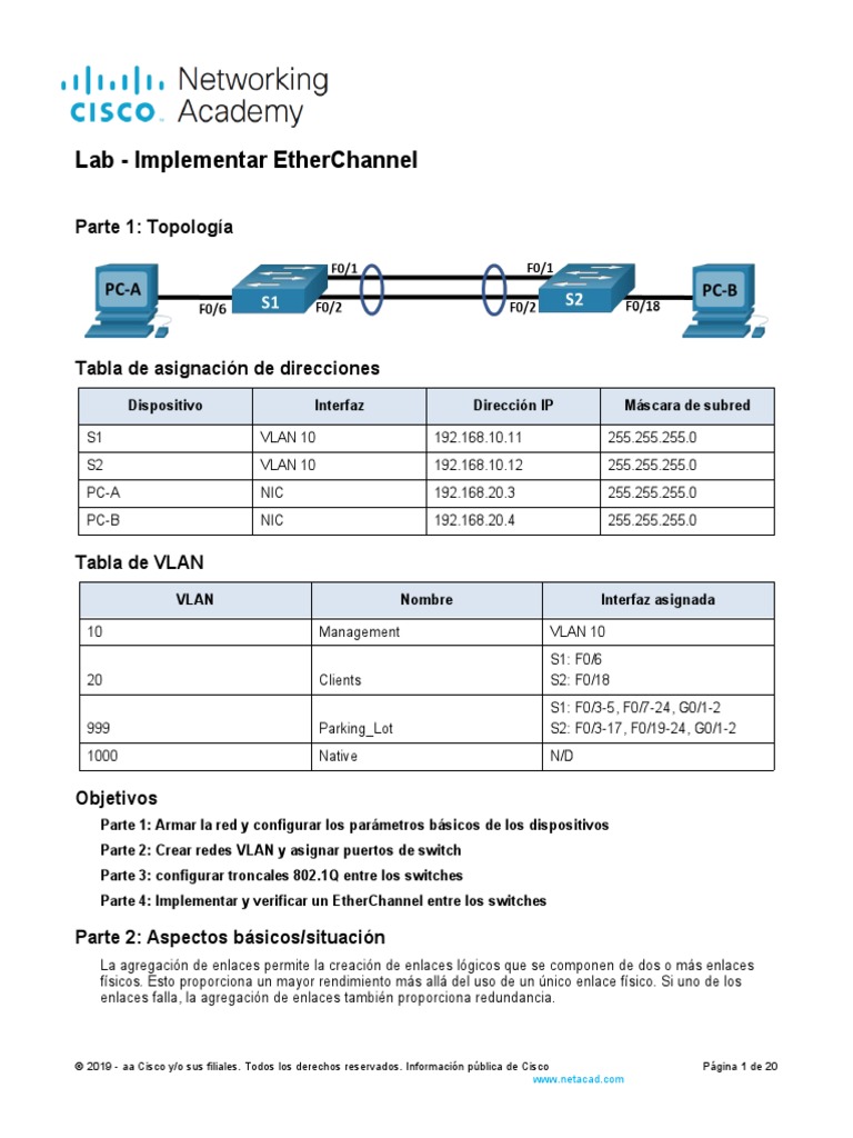 6 4 2 Lab Implement Etherchannel | PDF | Ethernet | Arquitectura de Computadores