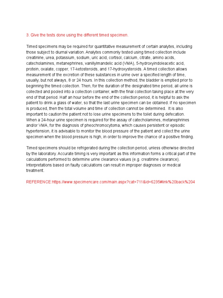 Give The Tests Done Using The Different Timed Specimen | PDF ...