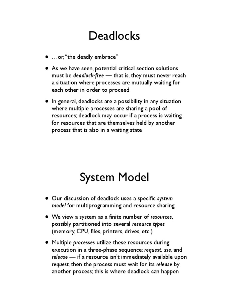 Deadlocks: Model For Multiprogramming and Resource Sharing | PDF | Process (Computing ...