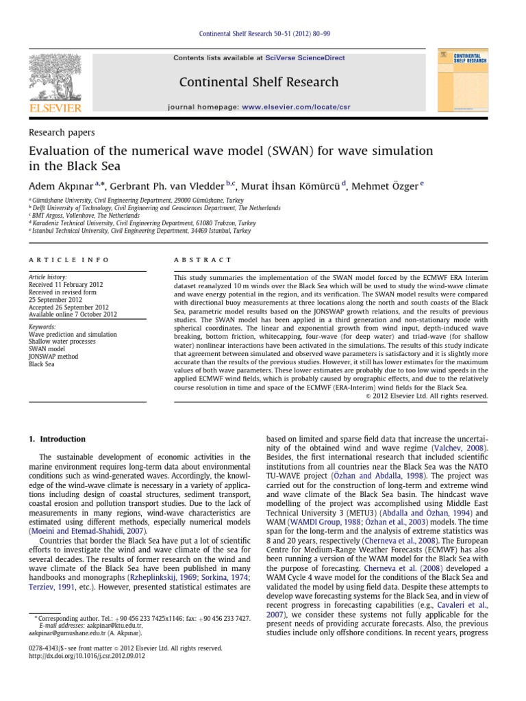 Evaluation of The Numerical Wave Model (SWAN) For Wave Simulation in ...