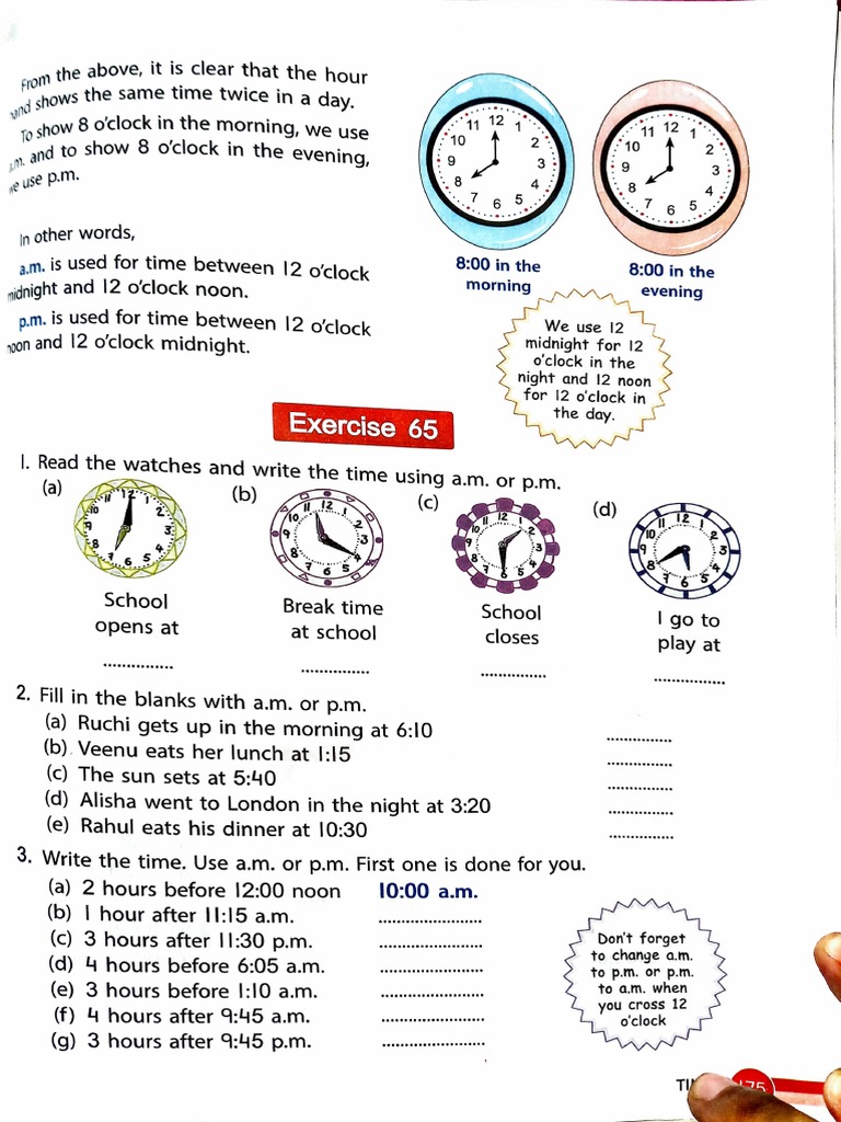 Class 3 Time and Money | PDF | Hour | Teaching Mathematics