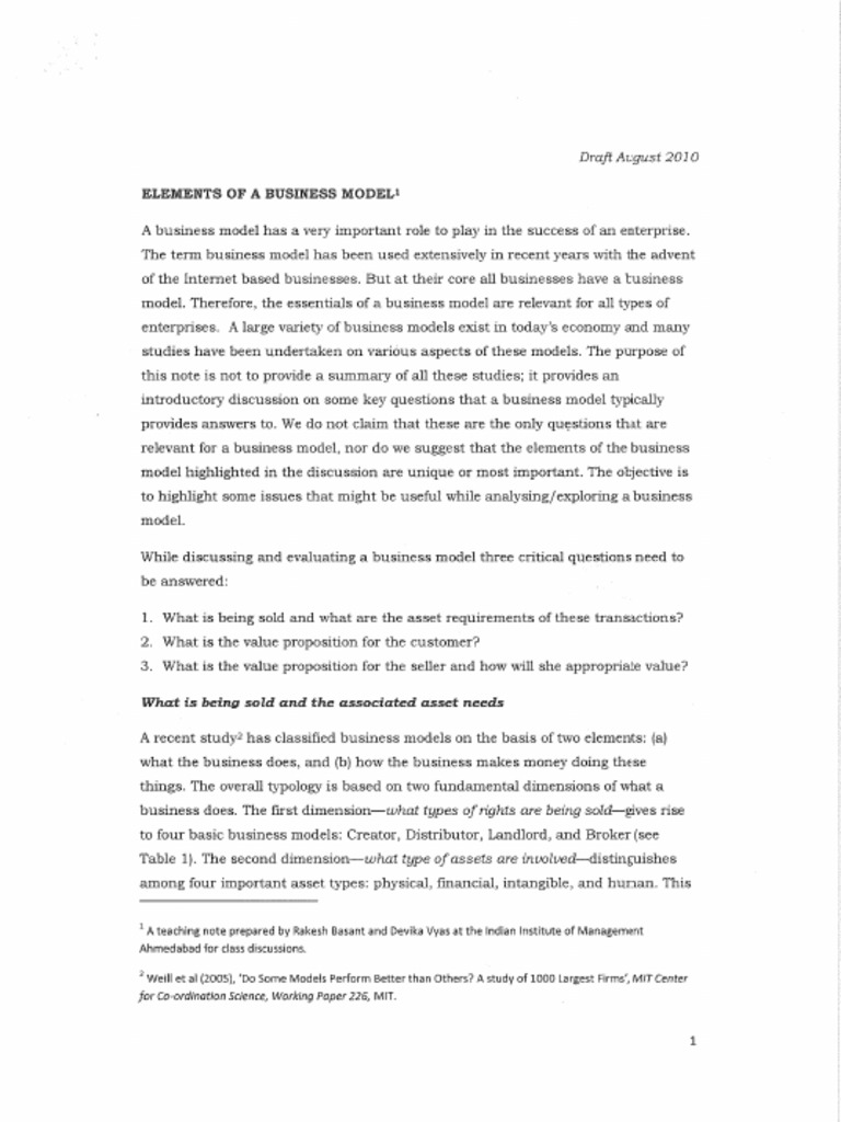 Elements of A Business Model | PDF