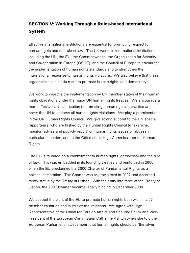 SECTION V Working Through A Rules-Based International System | PDF ... SECTION V Working Through A Rules-Based International System | PDF ...