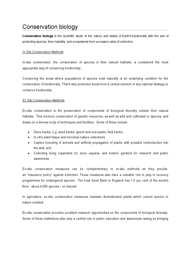 Lecture V - Conservation Biology | PDF | Conservation Biology ...