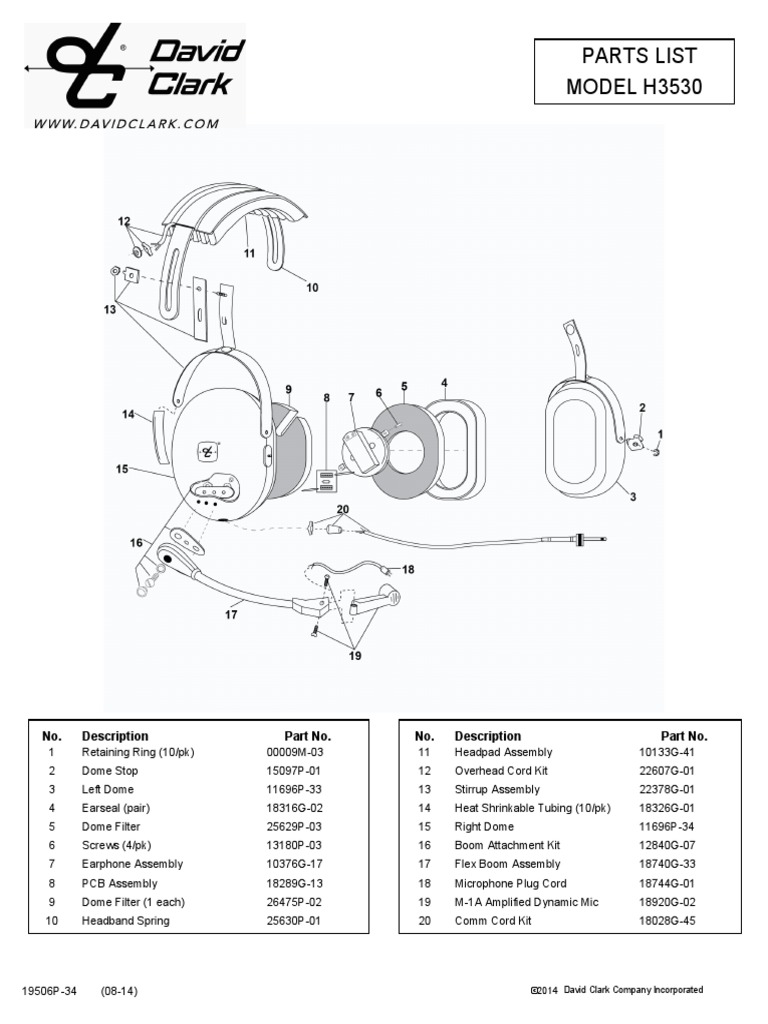 MODEL H3530 Parts List: Description No. Part No. Description No. Part ...